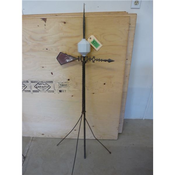 Vintage lightning rod with glass globe and stained glass weather vane ...