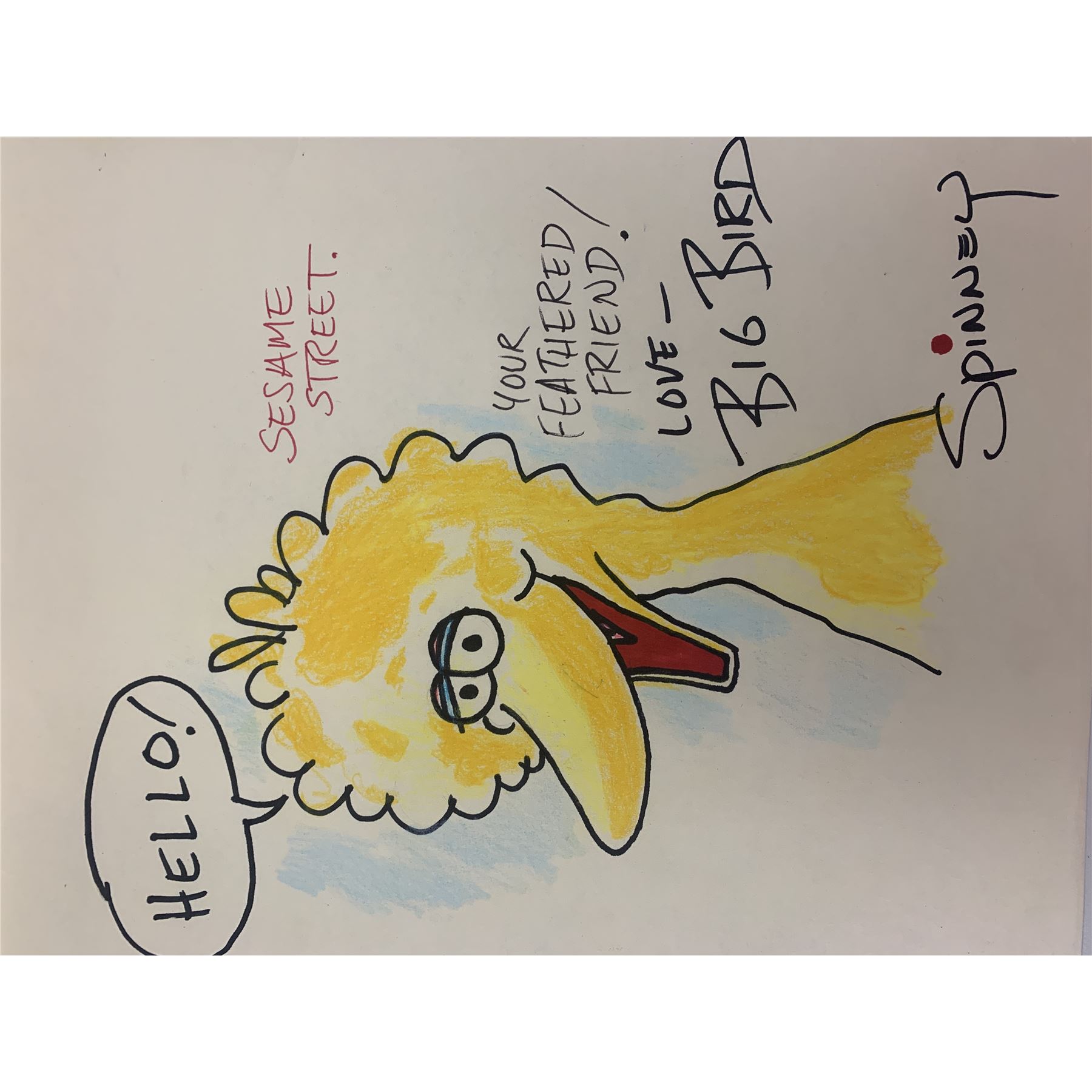 Caroll Spinney Big Bird hand drawn signed sketch
