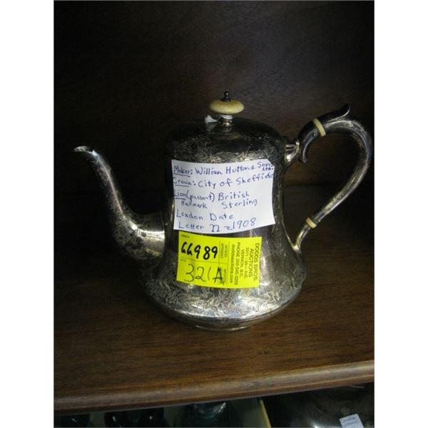 STERLING SILVER WILLIAM HUTTON & SONS TEAPOT STERLING SILVER WILLIAM HUTTON & SONS TEAPOT