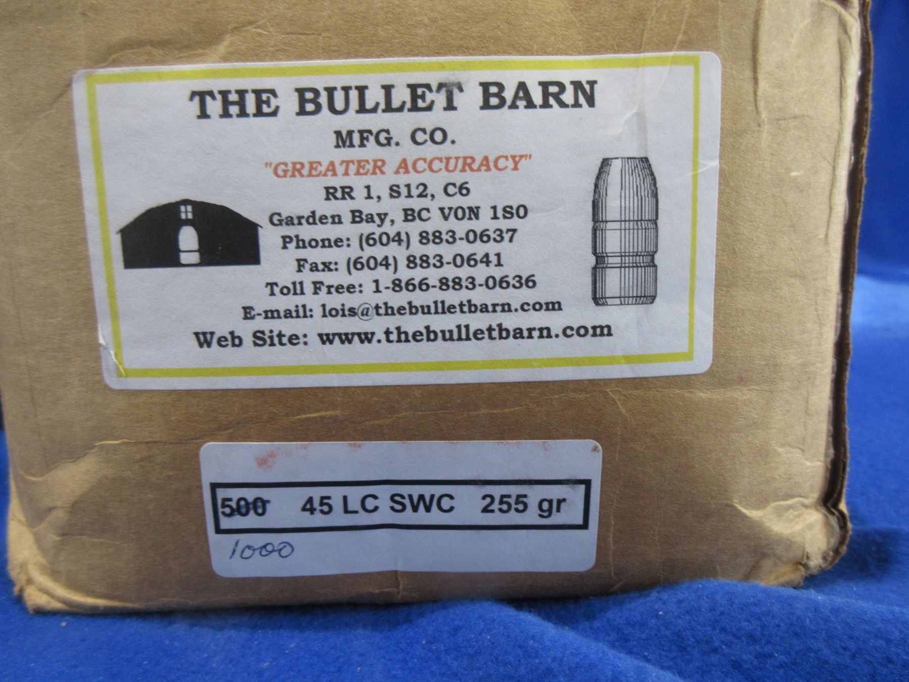 45 Long Colt 255gr SWC Bullets - Box of Approx. 1000