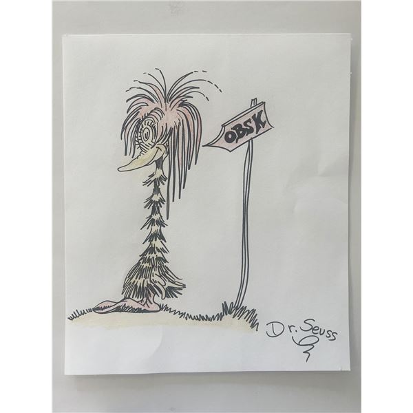 Dr. Seuss signed original hand drawn Obsk sketch