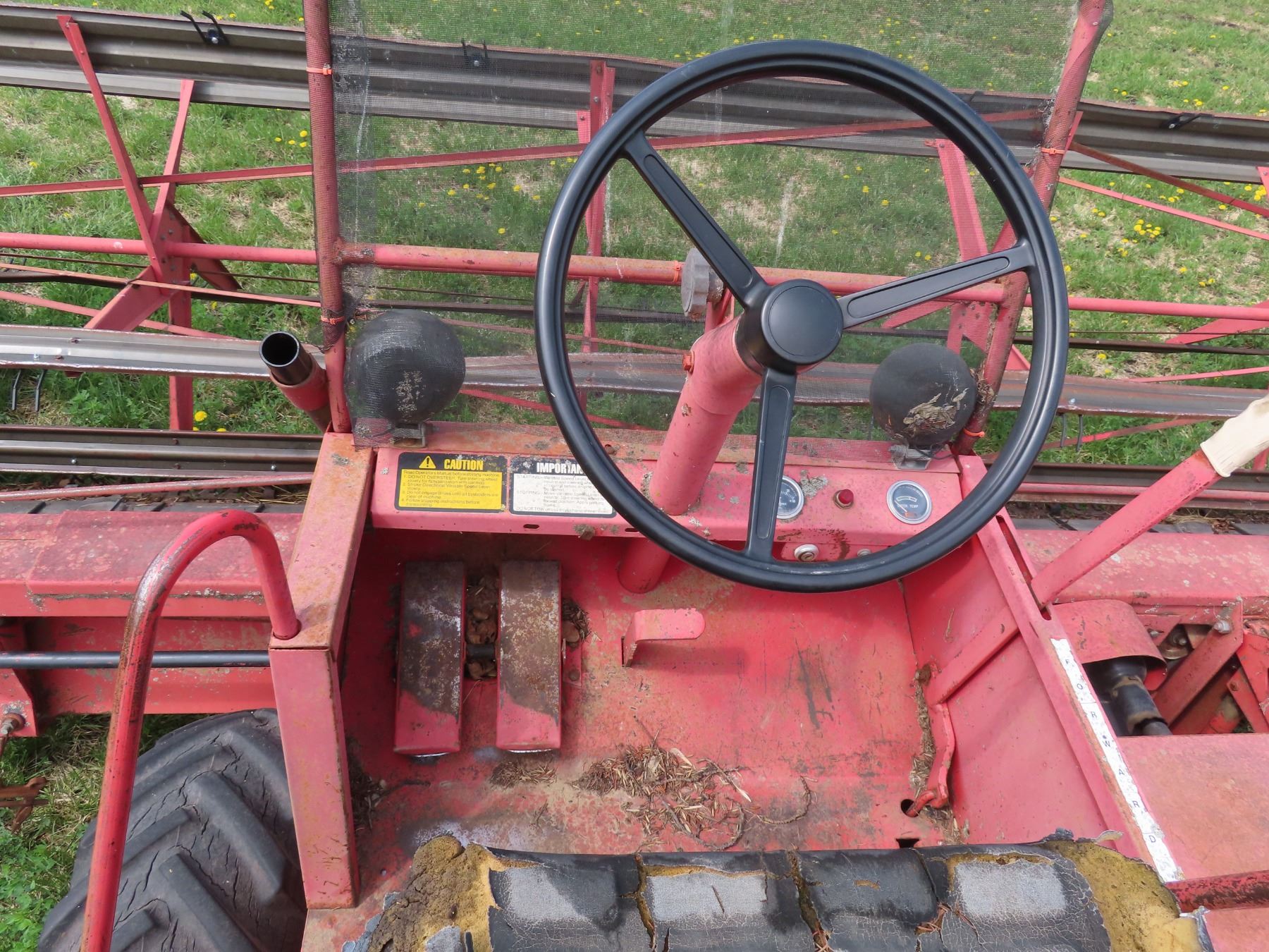 Massey Ferguson SP 775 swather with transport - running, working ...