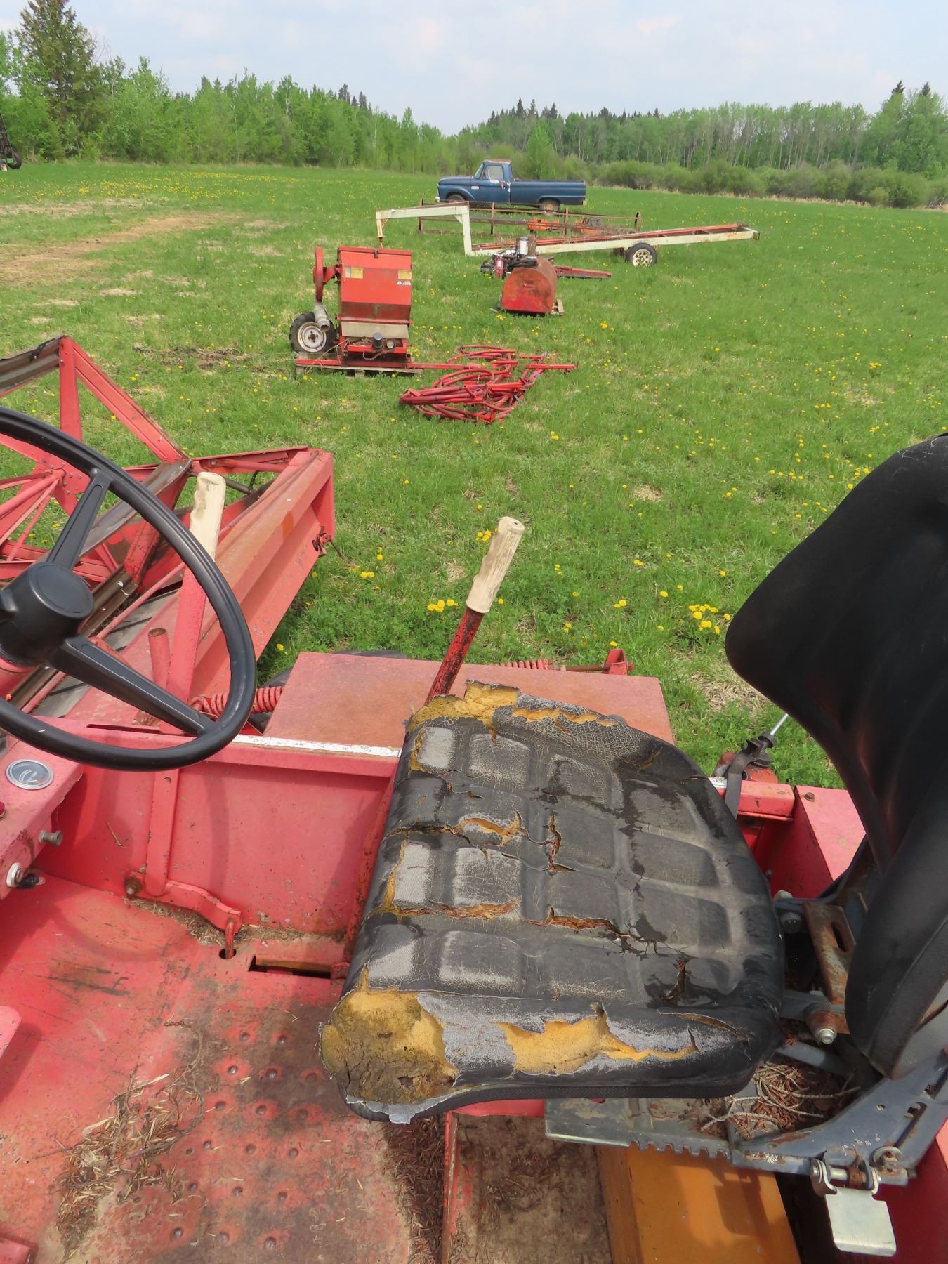 Massey Ferguson SP 775 swather with transport - running, working ...