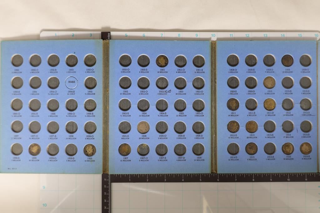 PARTIAL 1892-1916 BARBER DIME SET 14 COINS IN