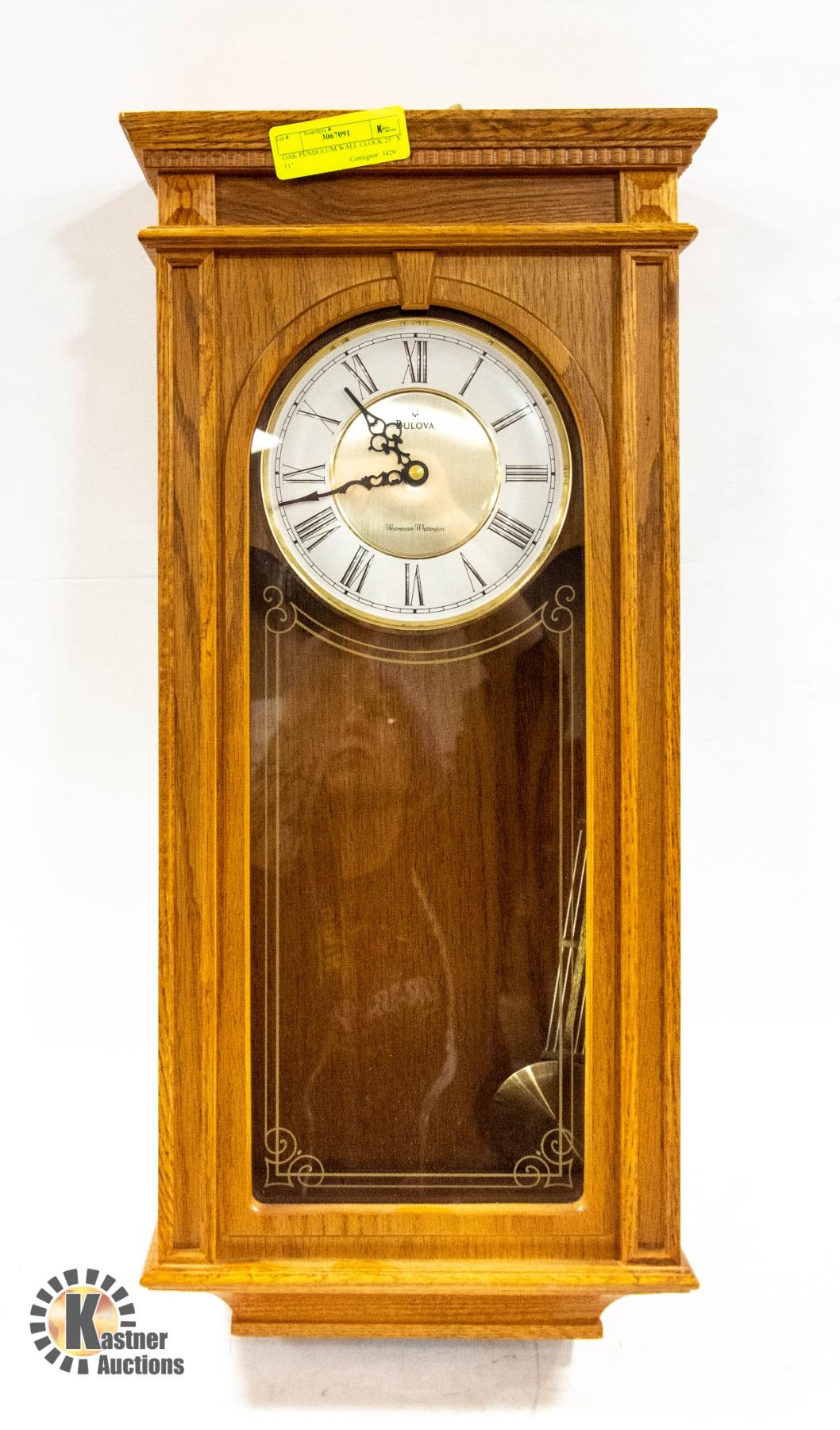 OAK PENDULUM WALL CLOCK 25" X 11"