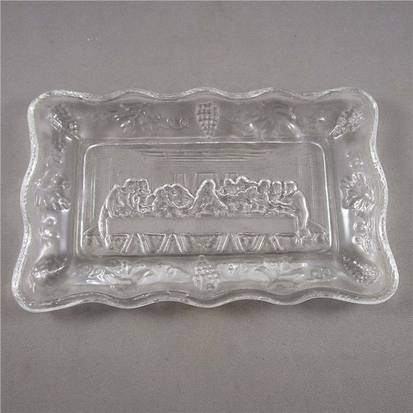 Vintage Indiana Glass "Last Supper" Butter Dish
