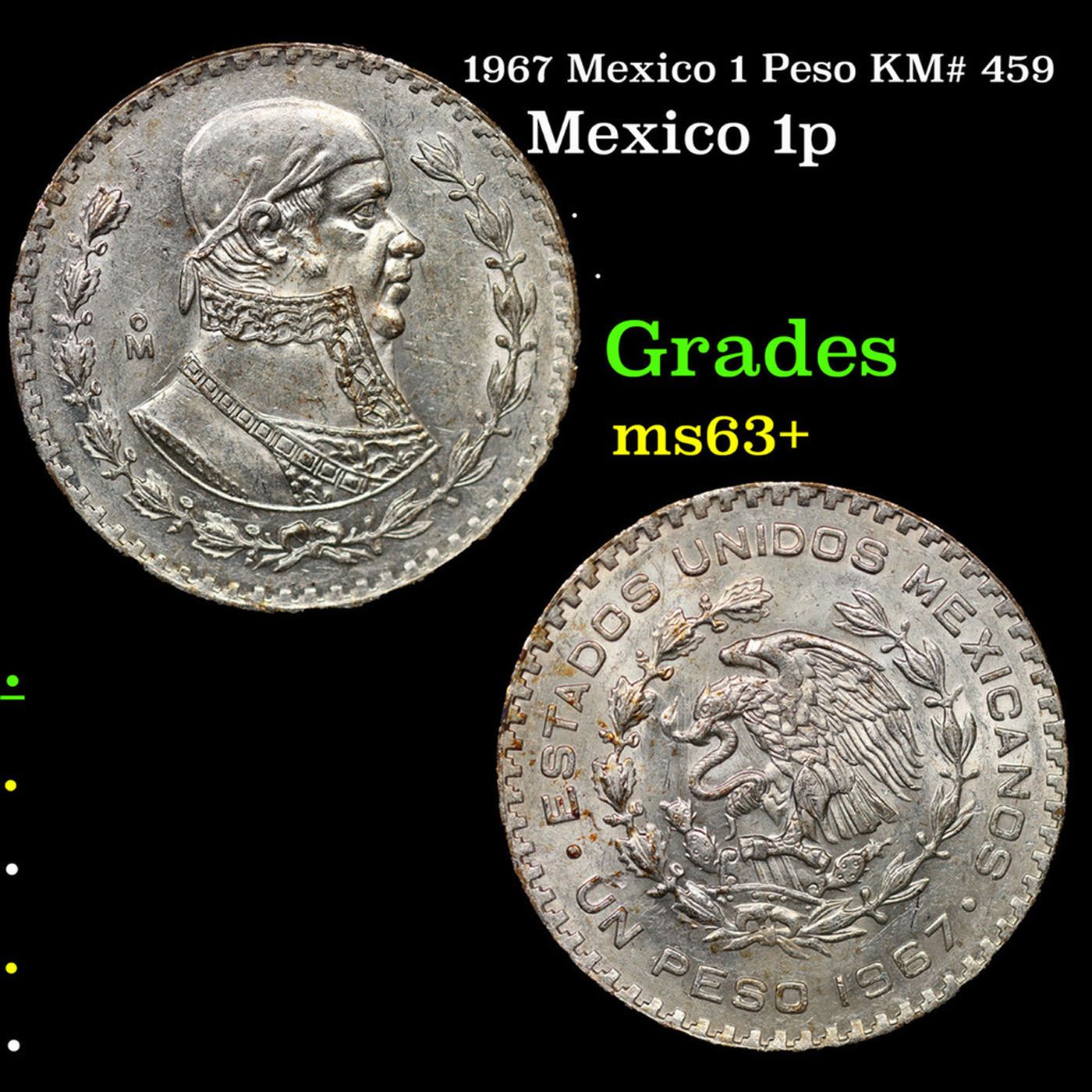 1967 Mexico 1 Peso KM# 459 Grades Select+ Unc