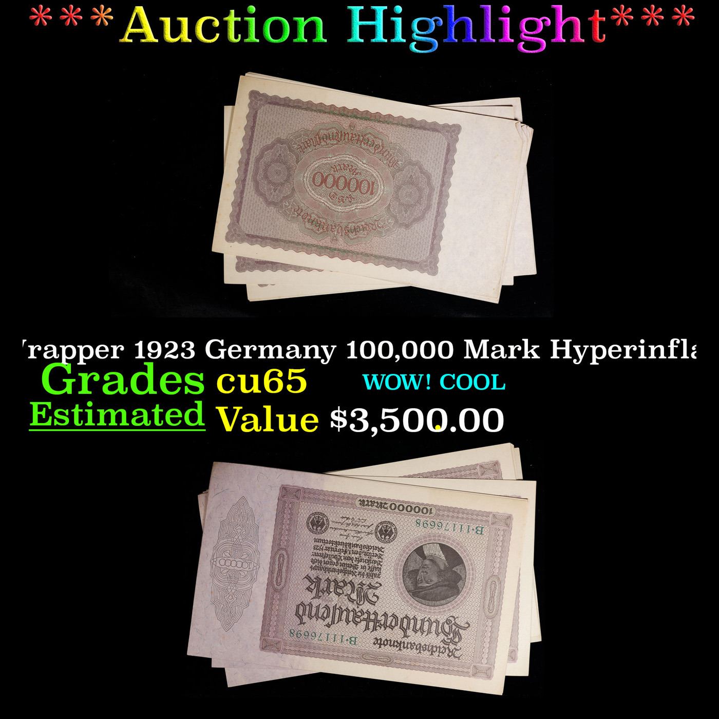 ***Auction Highlight*** 20x Original Band Wrapper 1923 Germany 100,000 ...