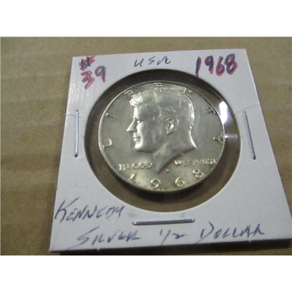 1968 USA KENNEDY SILVER HALF DOLLAR