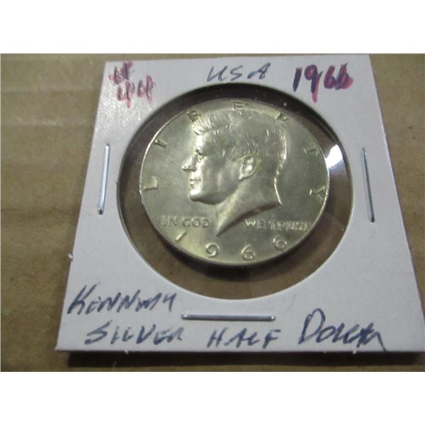 1966 USA KENNEDY SILVER HALF DOLLAR