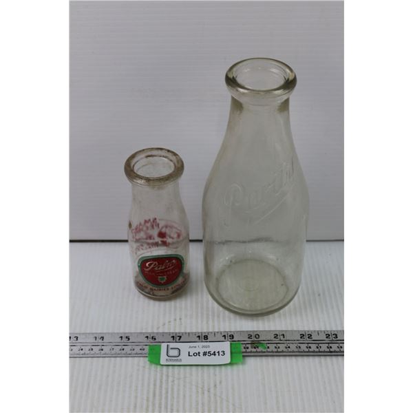 2 Glass Milk Bottles Bodnarus Auctioneering