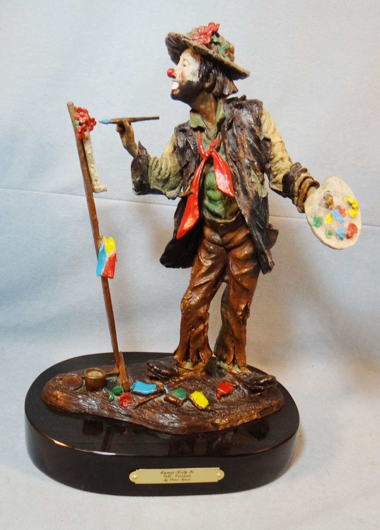 Emmett Kelly Jr./Peter Apsit, polychrome sculpture, Self Portrait, 1993, 10" x 15" x 7", #203