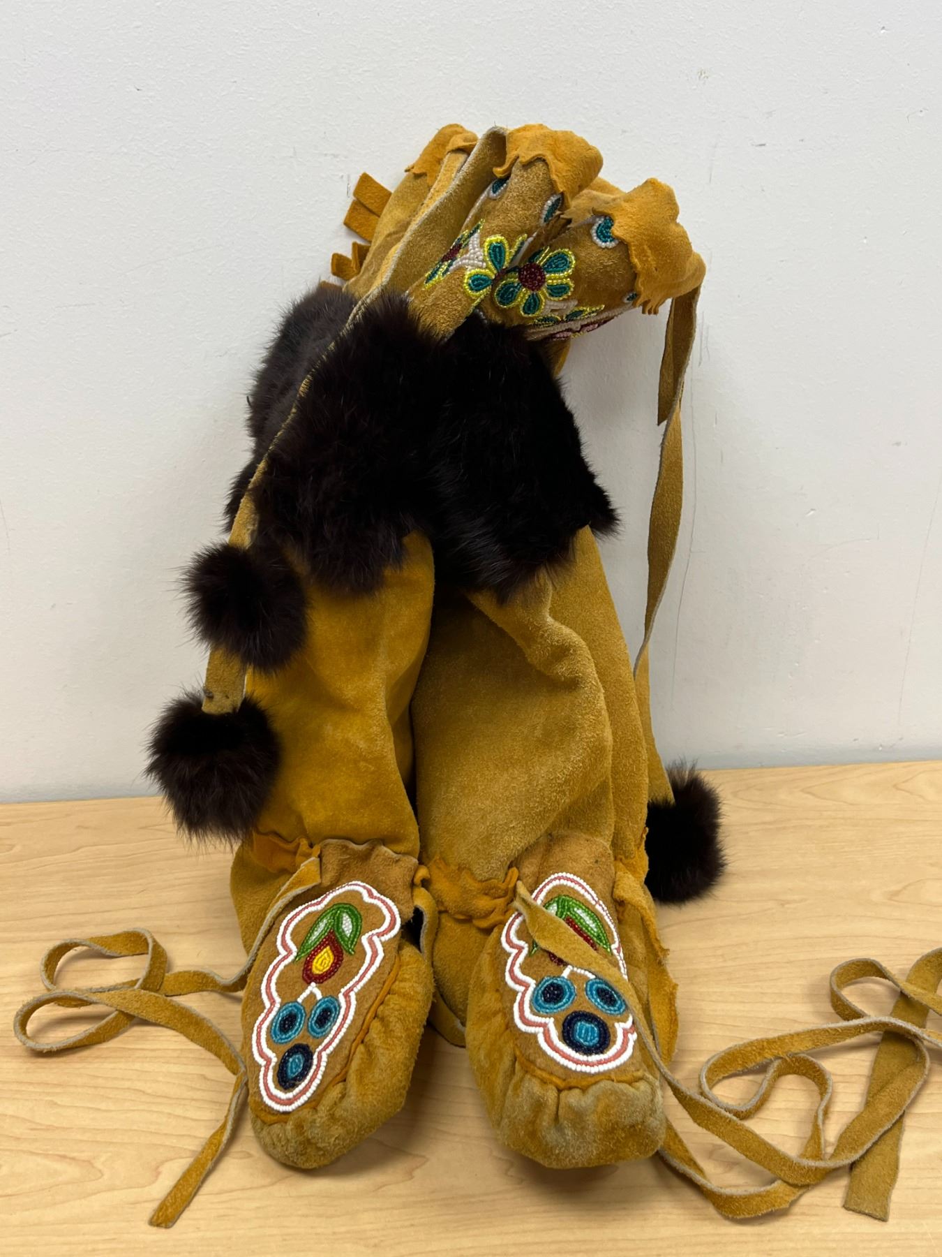 First Nations Leather Beaded Footwear - Mukluks (foot approx: 10.75x4 ...