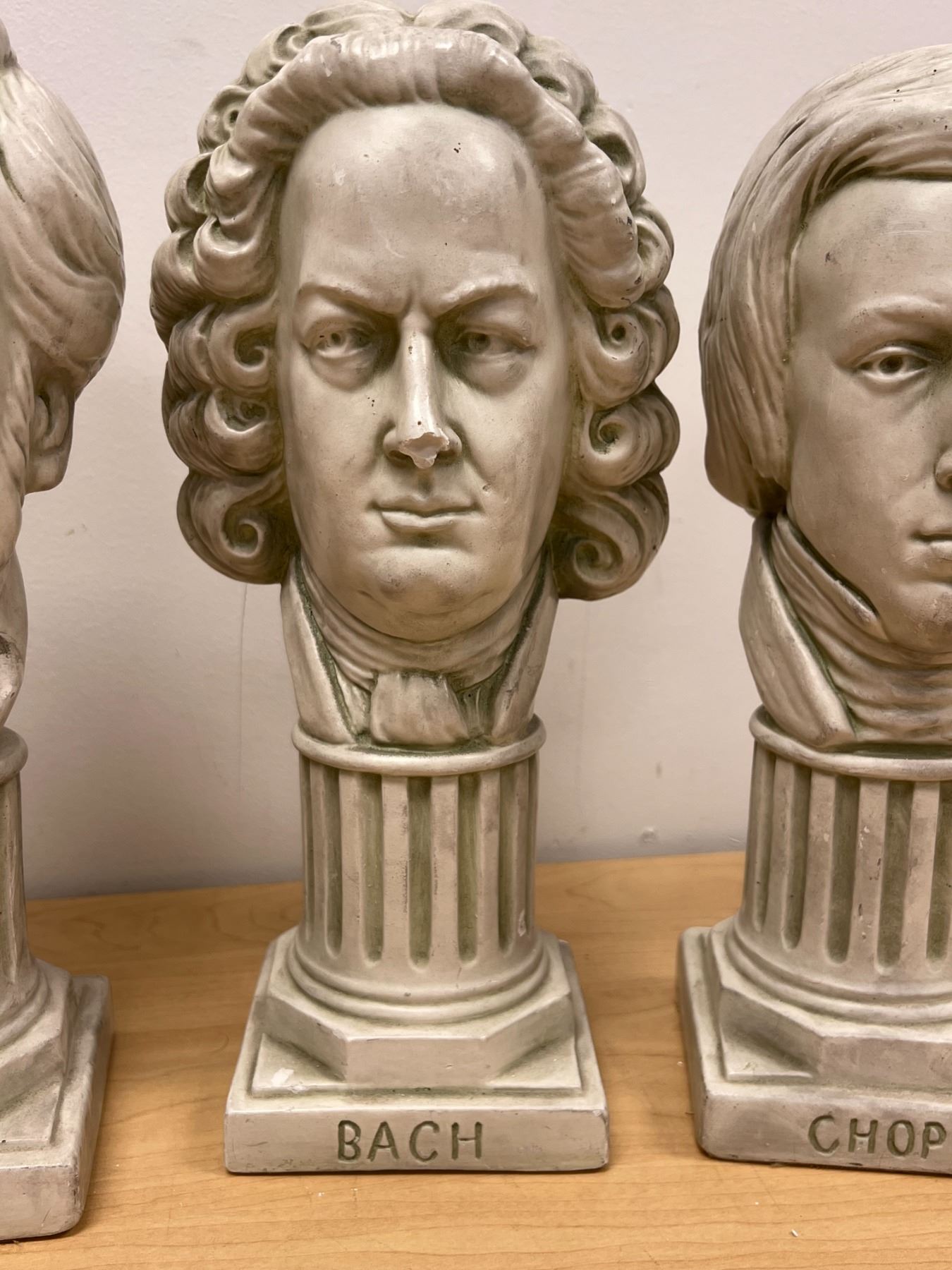 Vintage Chalkware Head Busts on Pillars - Mozart / Bach / Chopin ...
