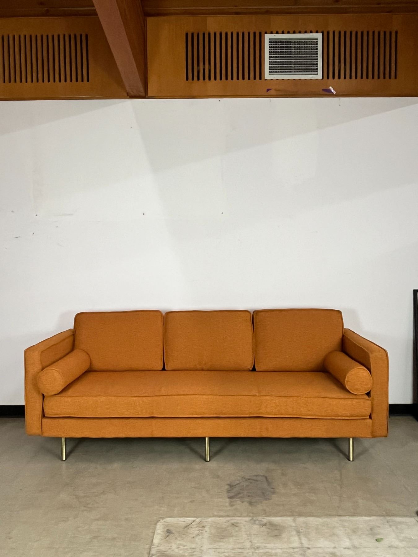 Modern orange couch - See photos for dimensions