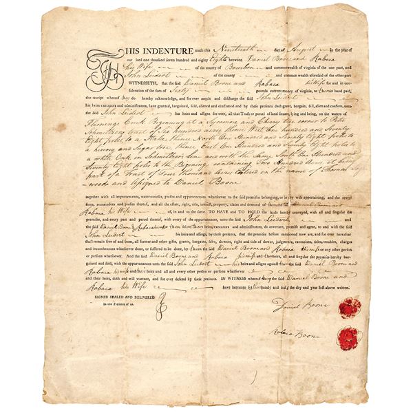 1788-Dated DANIEL BOONE + his Wife REBECCA BOONE Signed Virginia Land ...