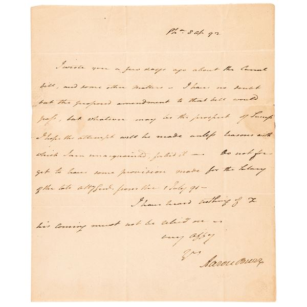 1792 AARON BURR Autograph Letter Signed With 2nd Integral FREE Franked ...