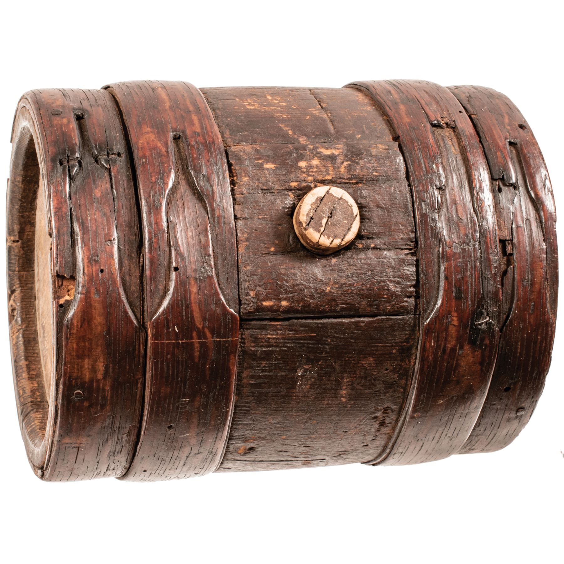 c. 1765 Colonial to Revolutionary War Era, Rarer Design Wooden Stave ...