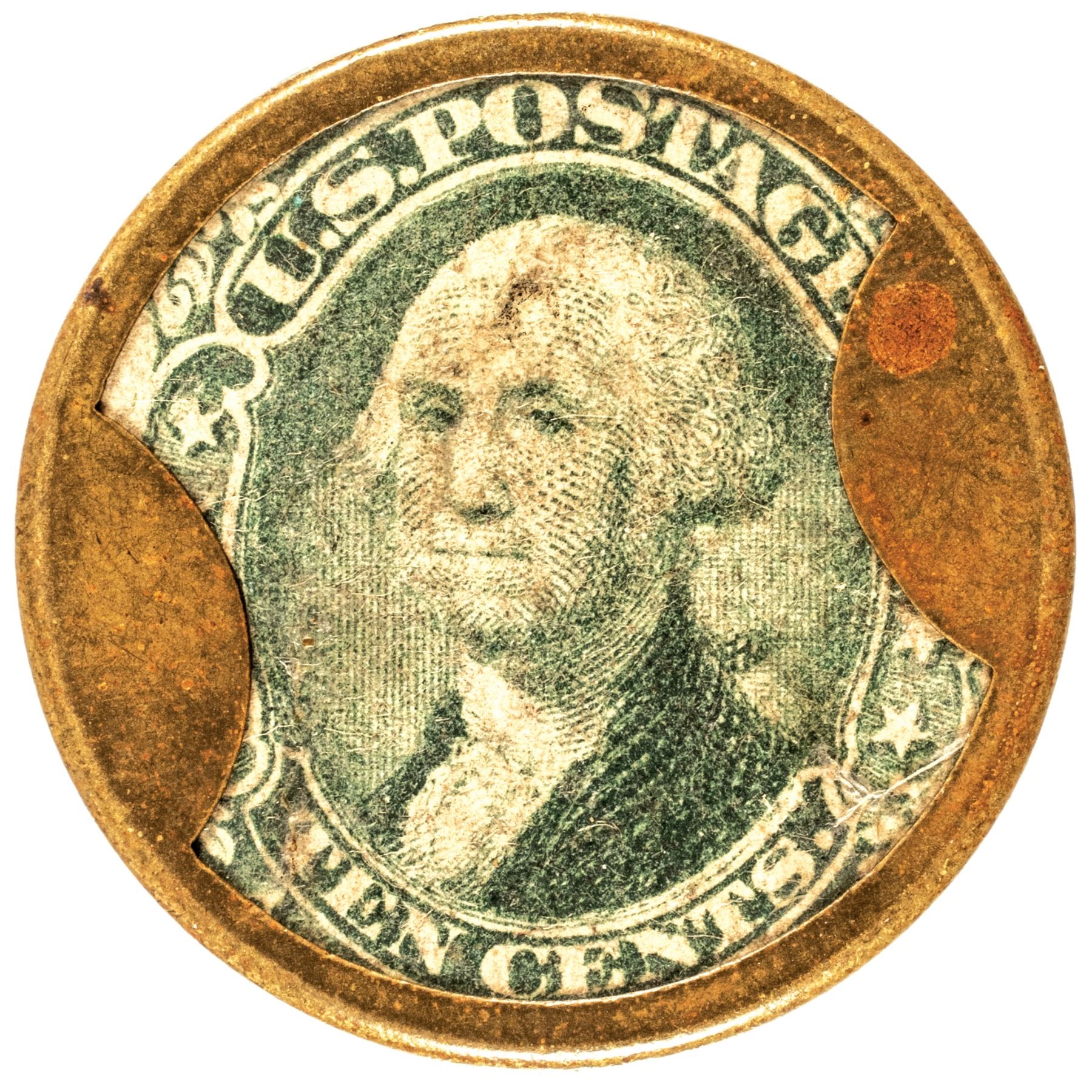 1862 Civil War Encased Postage Stamp Emergency Currency