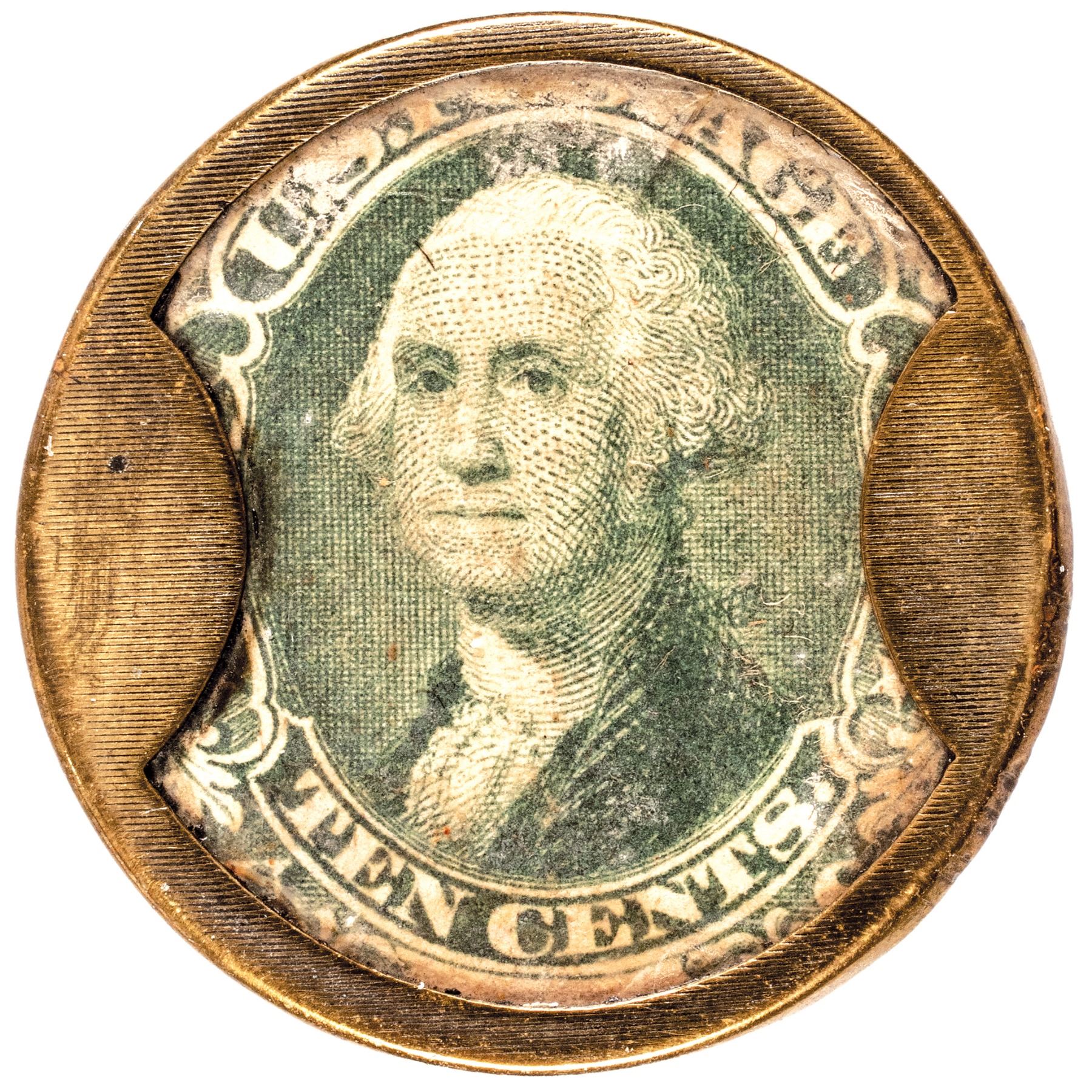 1862 Civil War Encased Postage Stamp Currency 10¢ HUNT + NASH Irving ...