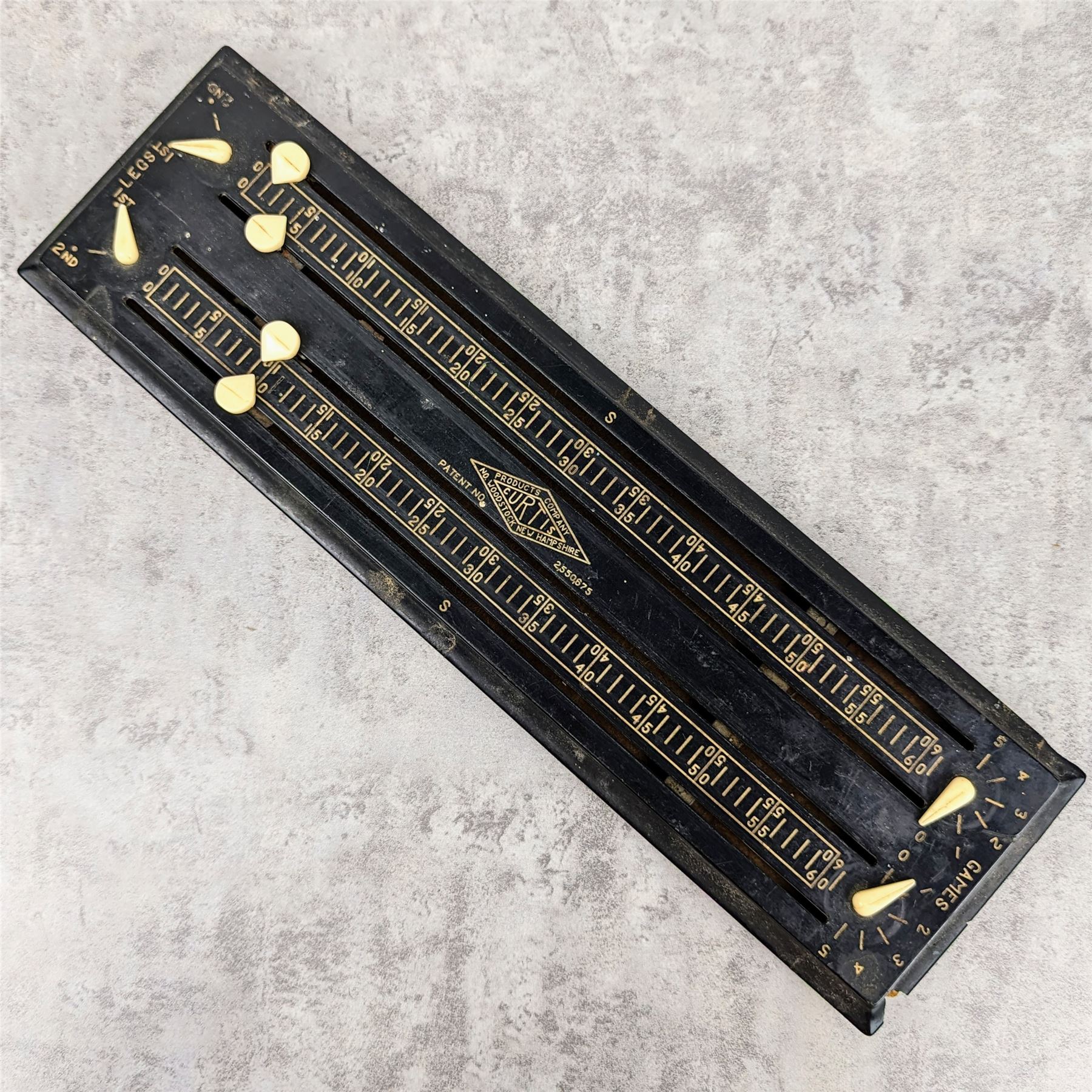 Vintage 1950's Curtis Cribbage Board Pegless Travel Game