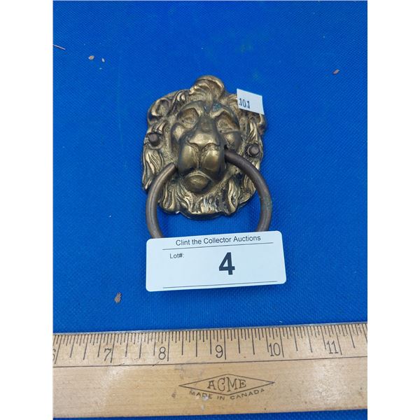 Vintage Brass Lions Head Door Knocker