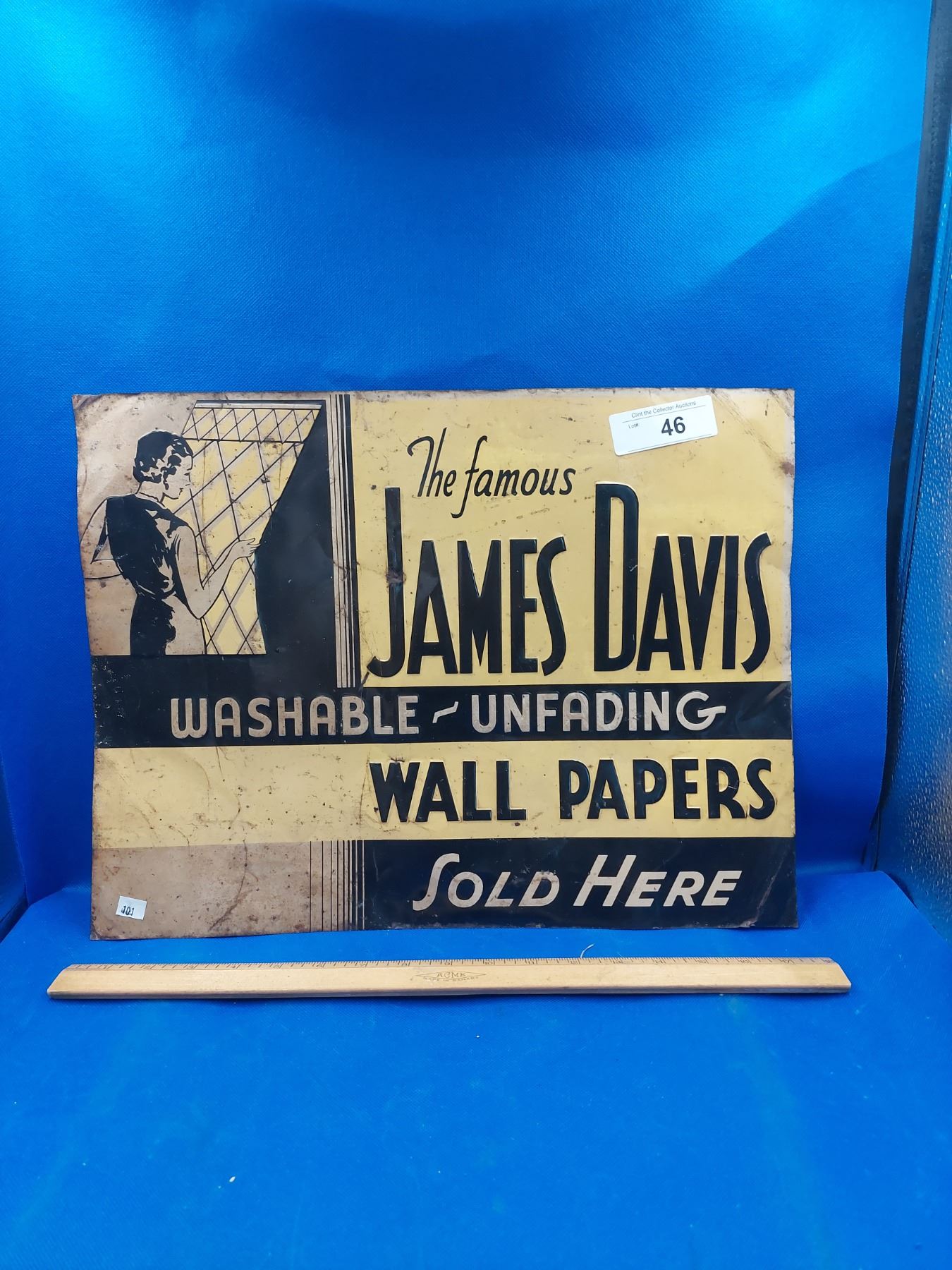 1930'S JAMES DAVIS WALLPAPERS TIN TACKER SIGN
