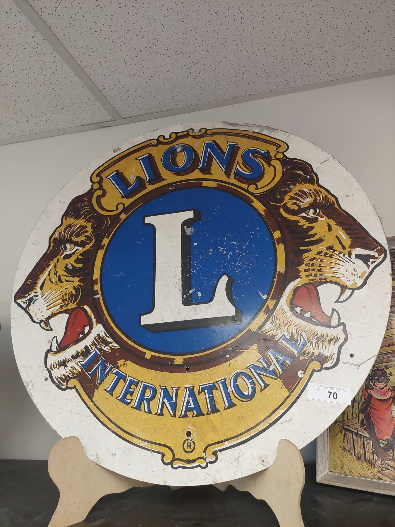 LARGE VINTAGE LION'S CLUB METAL SIGN