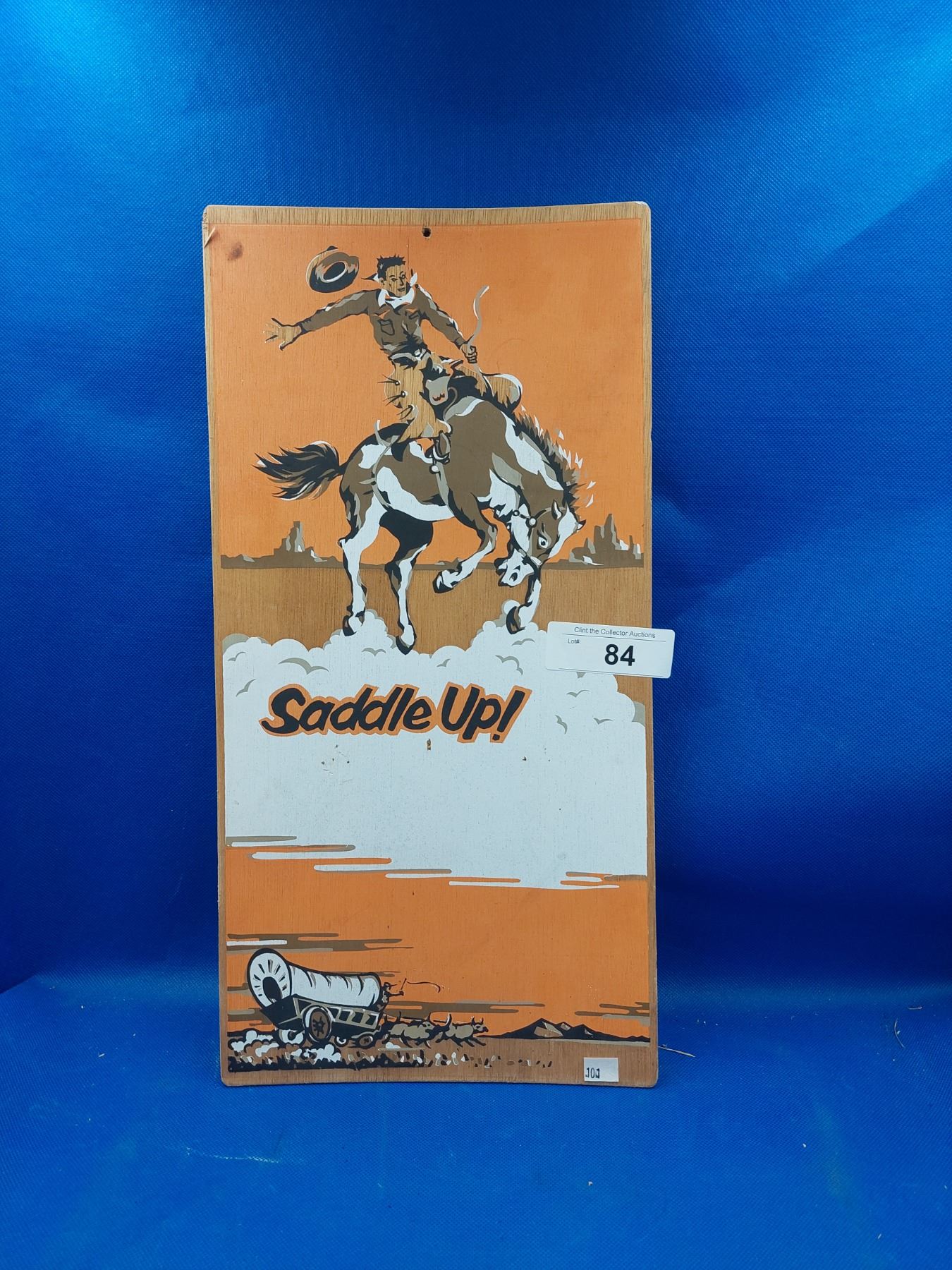 SADDLE UP COWBOY & CHUCKWAGON WOOD SIGN