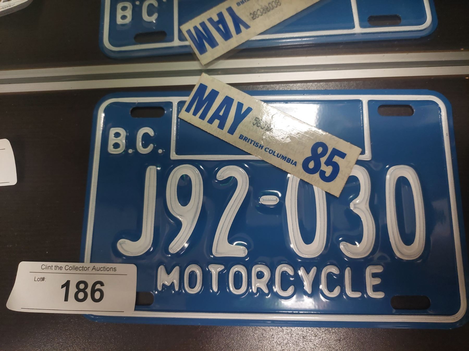 HARD TO FIND NOS 1985 BC MOTORCYCLE LICENSE PLATE