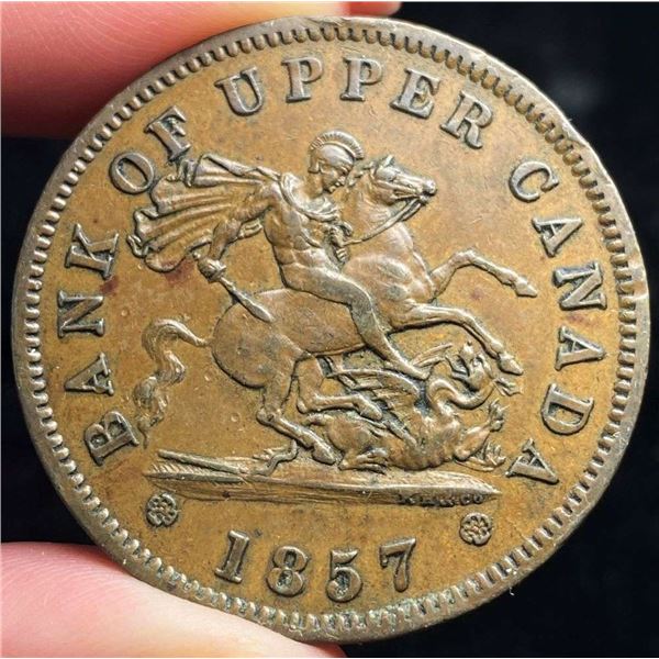 1857 Copper Bank Of Upper Canada One Penny