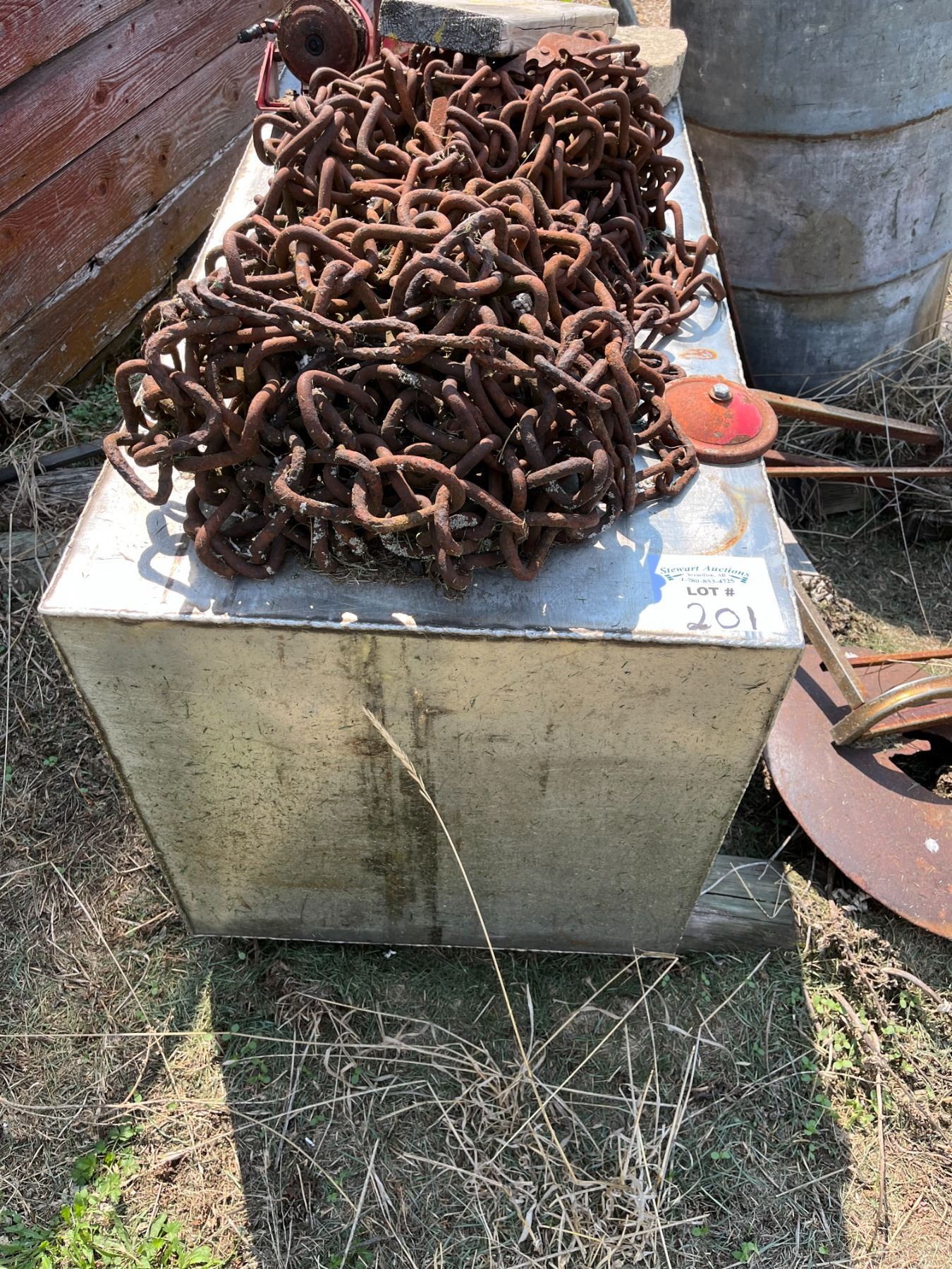Galvanized fuel tank 45Gal. & chains