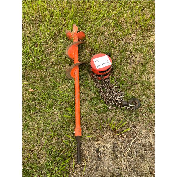 1 Ton chain hoist & post hole auger
