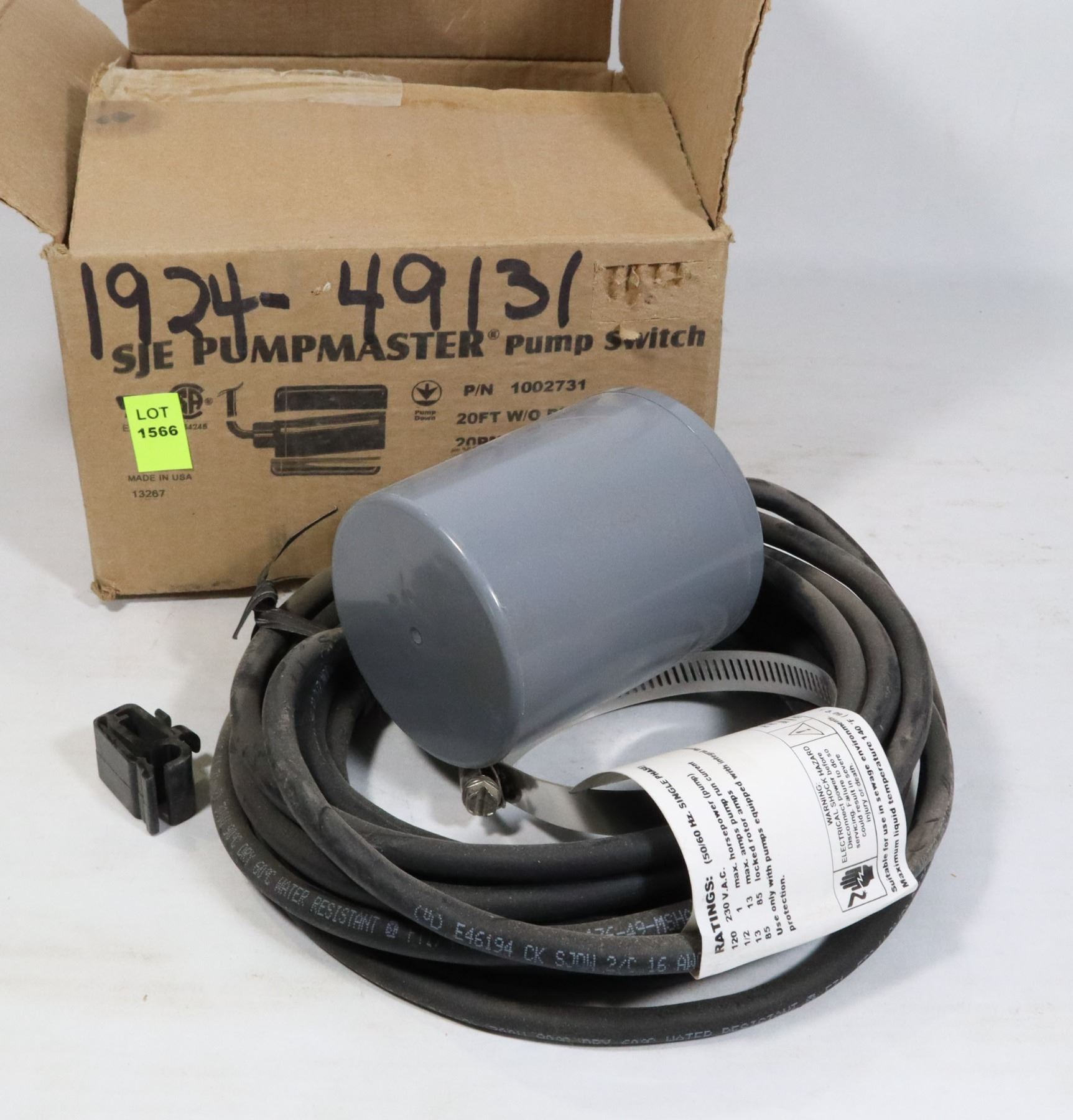 Float Switch SJE-RHOMBUS 1003619 FLOAT 15FT PUMP SWITCH PUMPMASTER PLUS ...