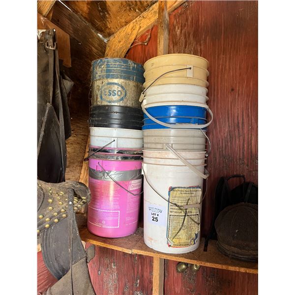 3 Stacks of 5gal pails