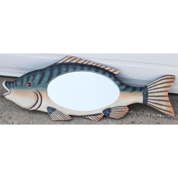 WOODEN FISH SHAPED MIRROR