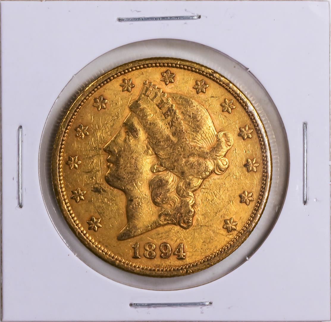 1894 $20 Liberty Head Double Eagle Gold Coin VF