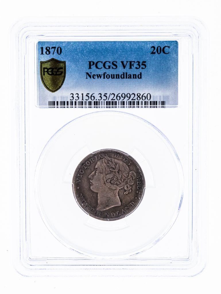 NFLD. 1870 Silver 20 Cents PCGS VF35