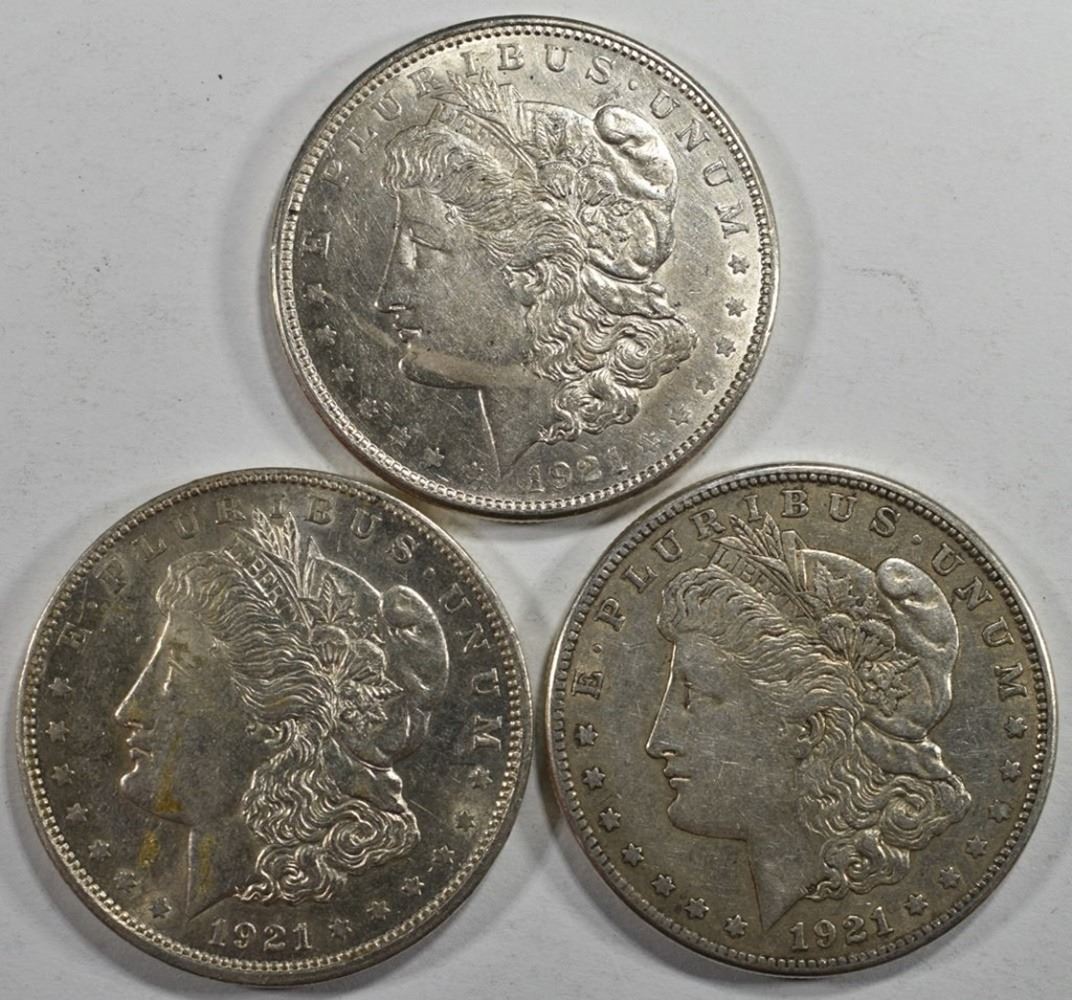 (2) 1921- D, 1921 S MORGAN DOLLARS CIR