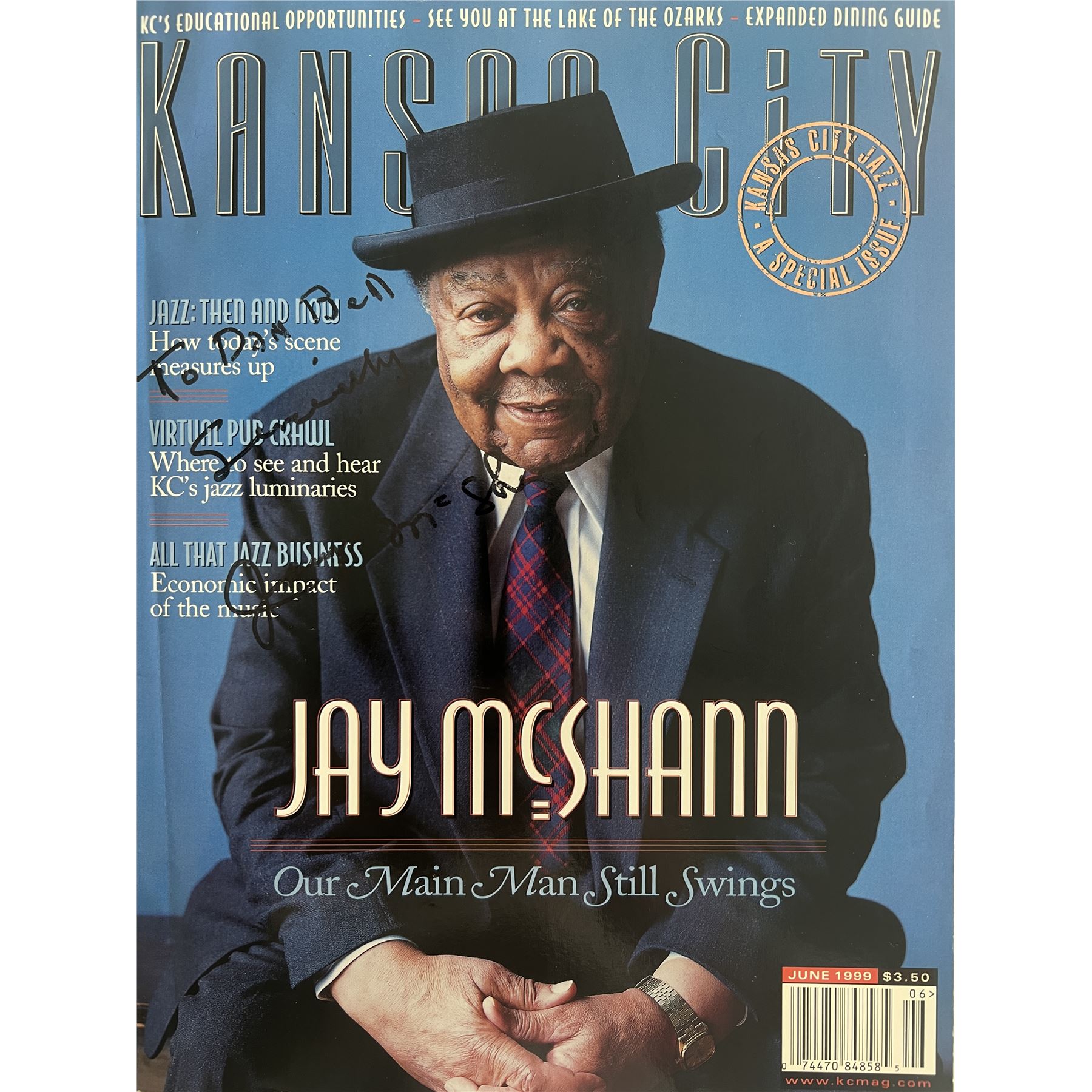 Jay McShann signed Kansas City magazine