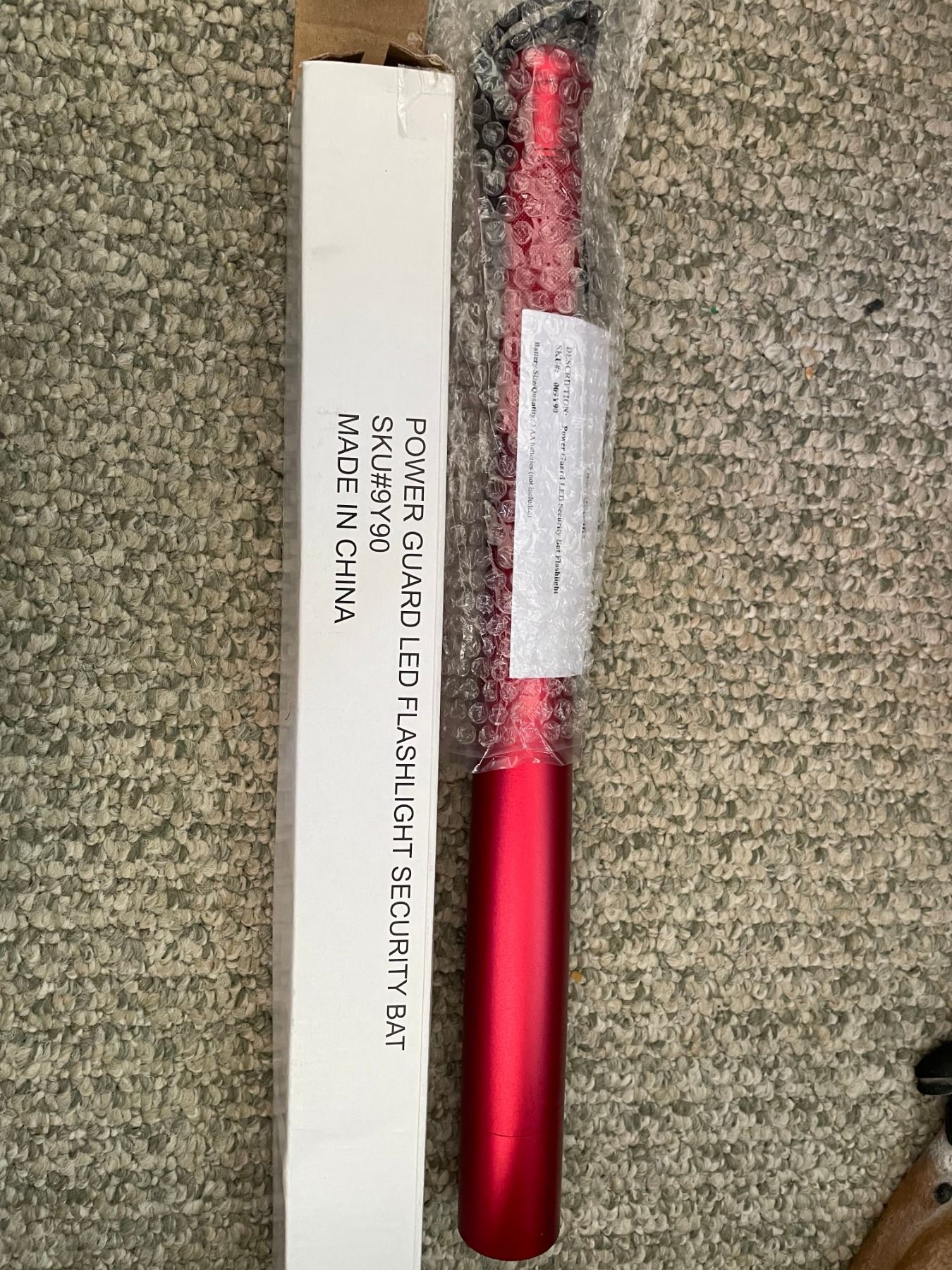 Power Guard LED Flashlight Security Bat , RED