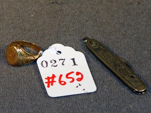 MASONIC RING & FOLDING KNIFE