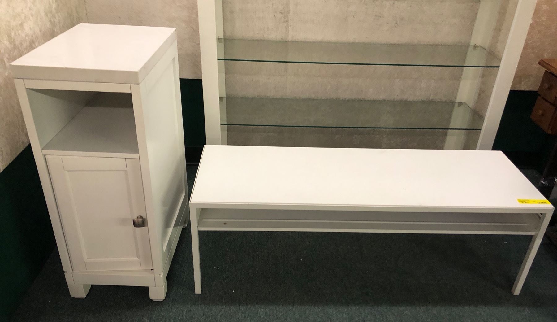 White ET stand & side cabinet