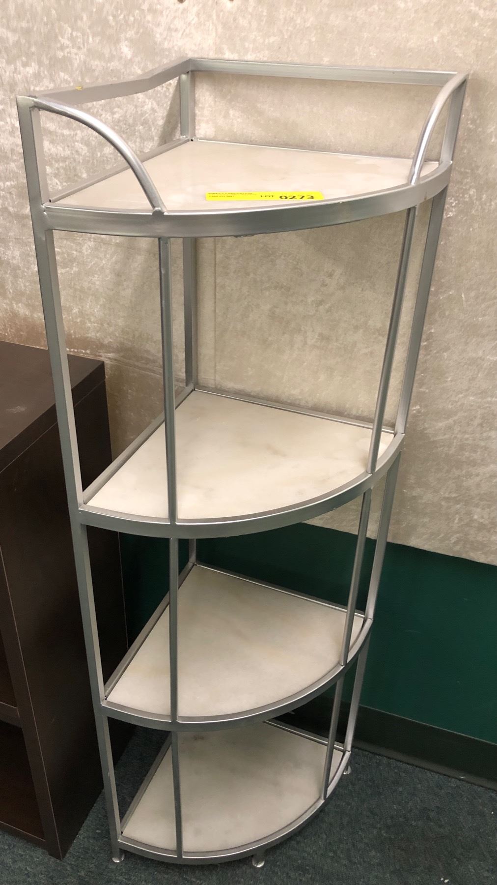 4 tier corner stand w/marble shelves 12 W 12 D 44 H