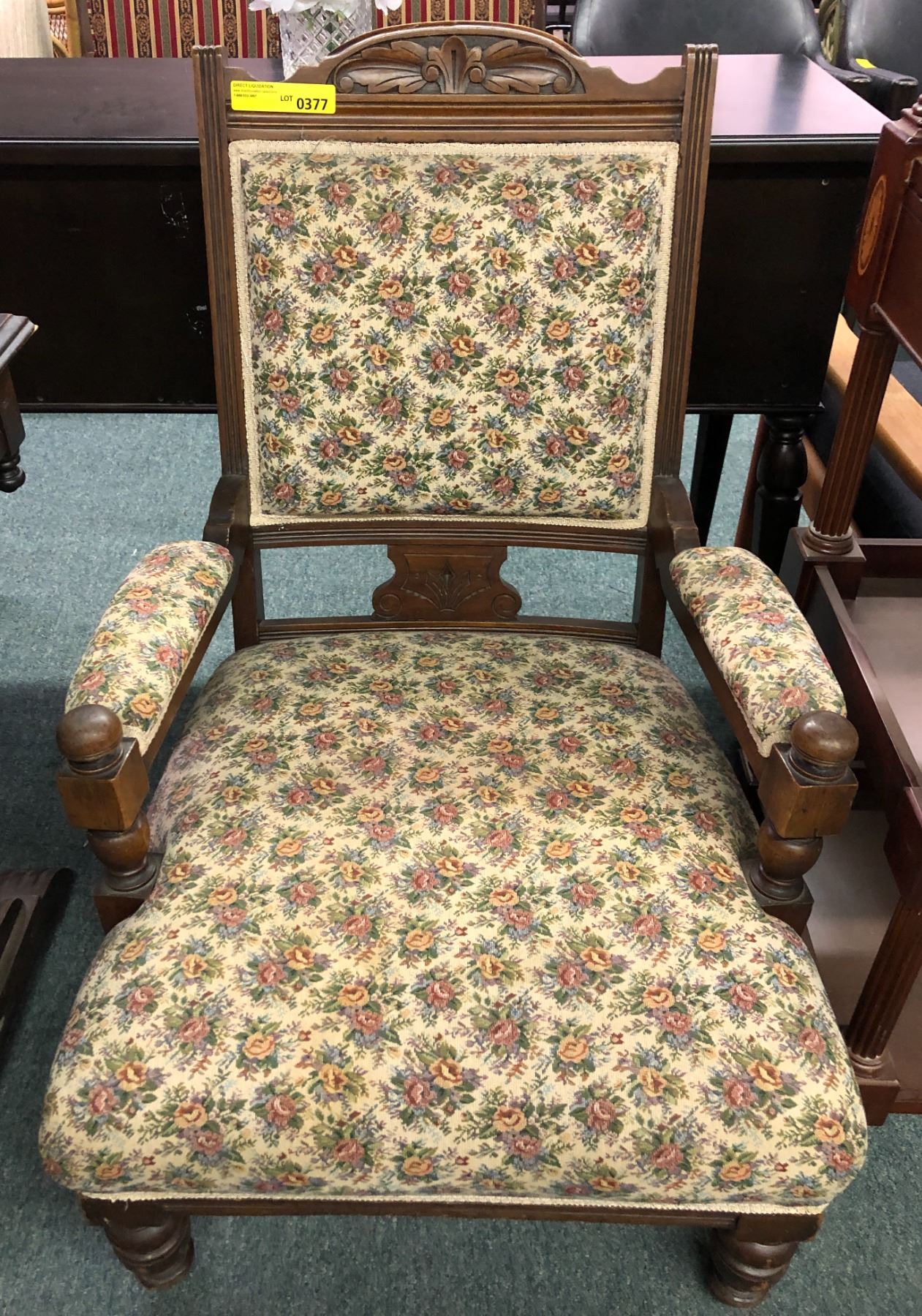 Circa 1940's carved baluster leg parlour chair