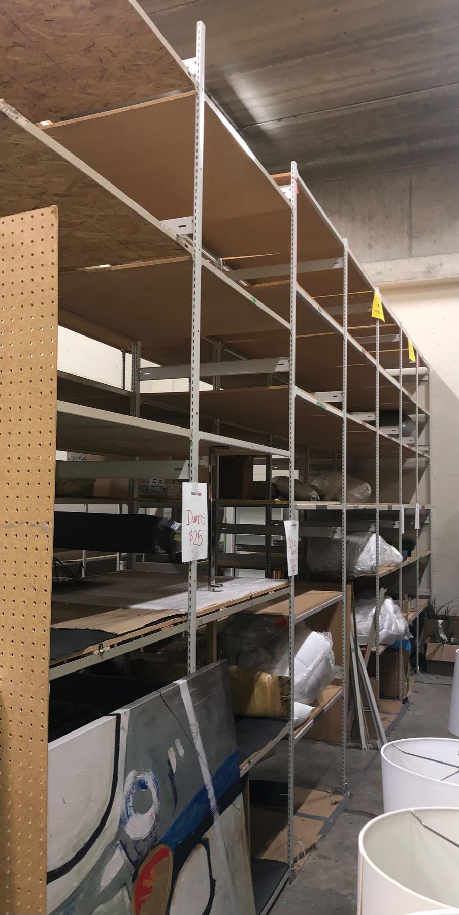 White industrial shelving rack - Includes 8 Vertical beams and 80 ...