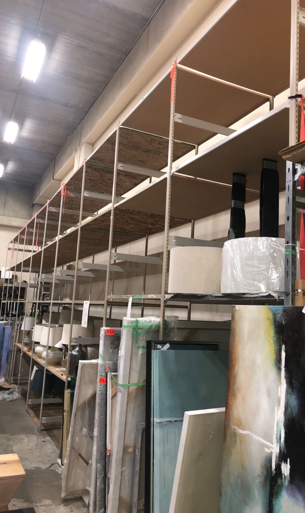 White industrial shelving rack - Includes 11 Vertical beams and 68 ...