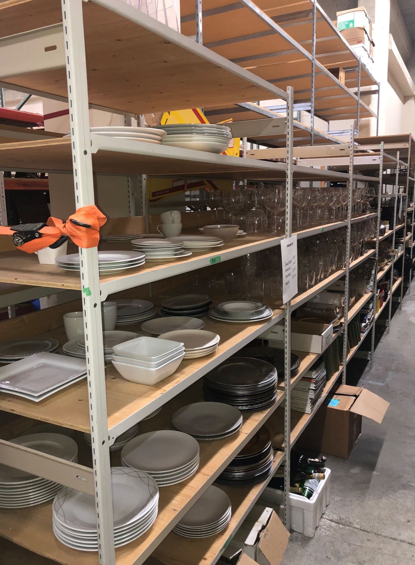 White industrial shelving rack - Includes 5 Vertical beams and 52 ...