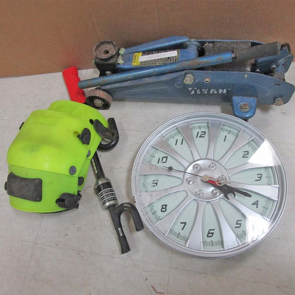 Clock, Floor Jack, Steering Wheel lock with combo
