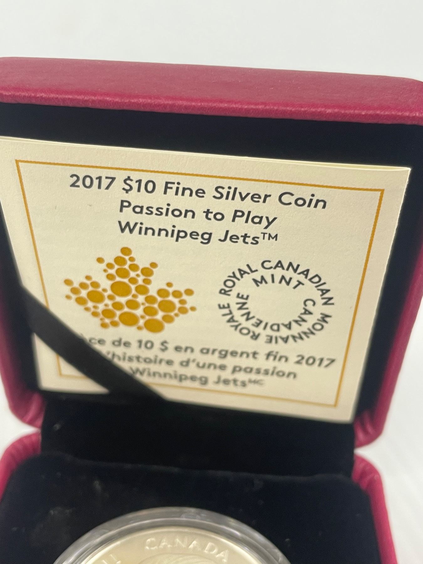 2017 $10 Fine Silver Coin - Passion To Play:Winnipeg Jets. RCM